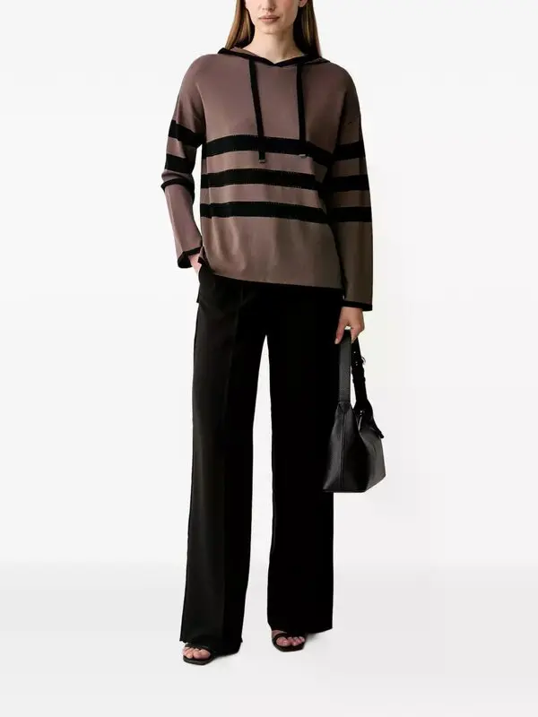 Joseph Ribkoff Rhinestone Embellished Striped Hoodie