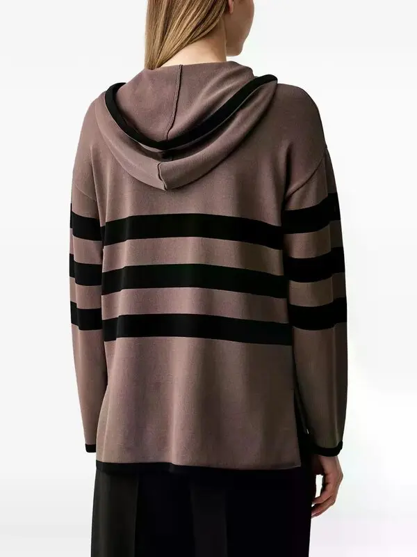 Joseph Ribkoff Rhinestone Embellished Striped Hoodie