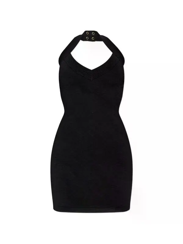 Balmain Jacquard Halterneck Mini Dress
