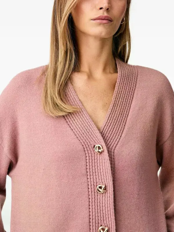 Joseph Ribkoff Ribbed-knit Button-up V-neck Cardigan