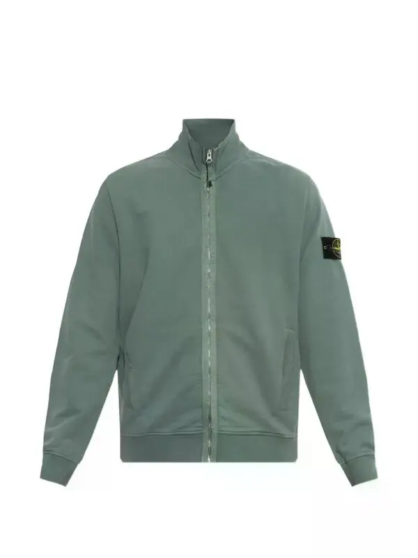 Stone Island Logo-patch Zip-up Sweater - Green