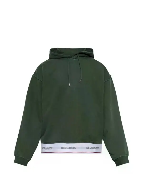 Dsquared2 Logo-tape Drawstring Hoodie - Green