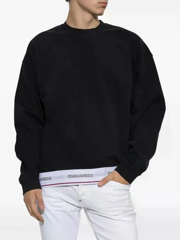 Dsquared2 Cotton Crew Neck Sweater With Logo Trim