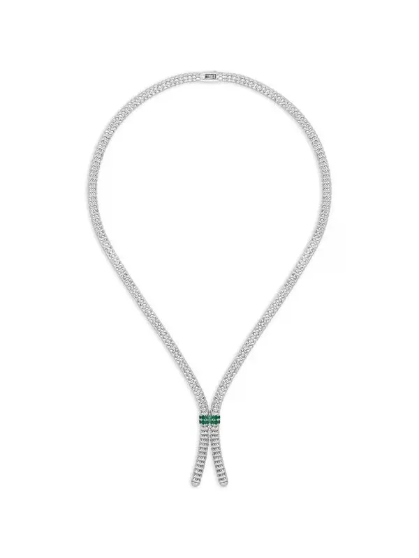 OFFICINA BERNARDI Enigma S Necklace With Diamonds And Emeralds - Silver