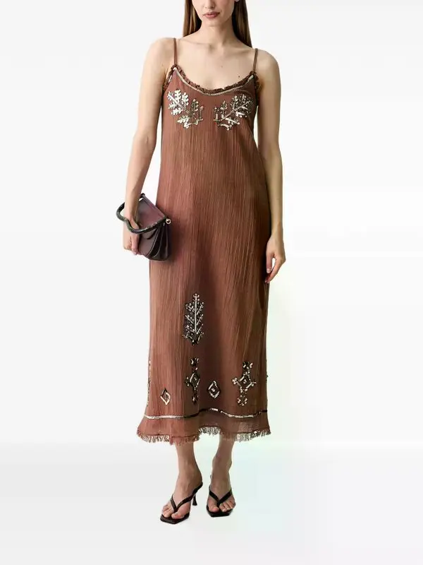 HOSS INTROPIA Sequin-embellished Sleeveless Ruffled Midi Dress