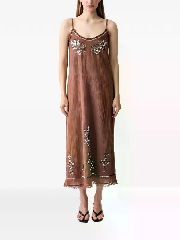 HOSS INTROPIA Sequin-embellished Sleeveless Ruffled Midi Dress