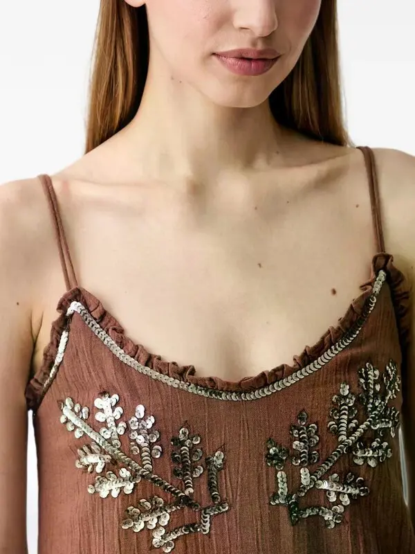 HOSS INTROPIA Sequin-embellished Sleeveless Ruffled Midi Dress