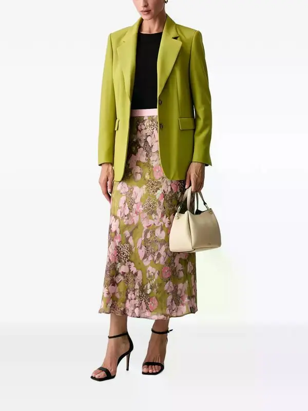 JOOP! Floral Print Logo Waistband Flared Midi Skirt