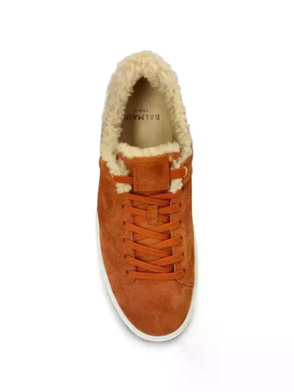 Balmain B-court Shearling-trim Sneakers