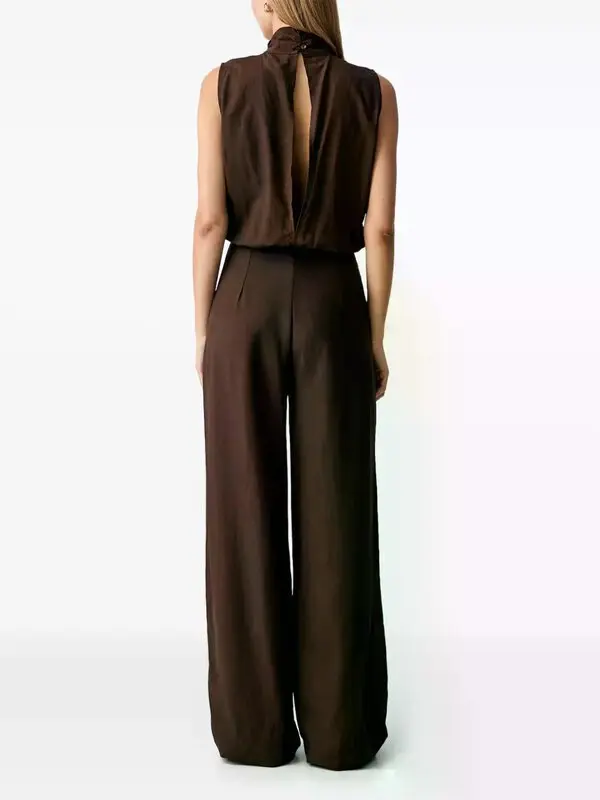 VICOLO Sleeveless Tie-neck Wide-leg Jumpsuit