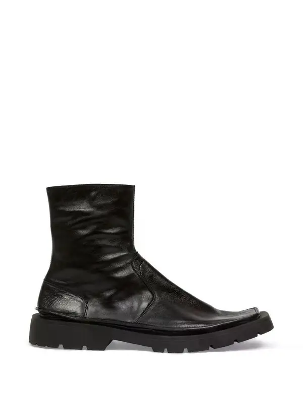 MAISON MARGIELA Square Toe Zip Up Ankle Boots - Black