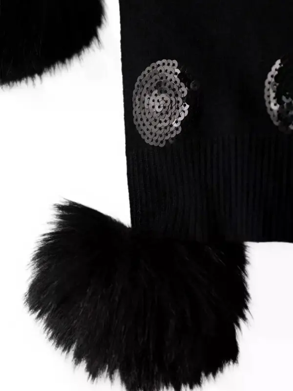 Joseph Ribkoff Sequin-embellished Pompom-trim Scarf