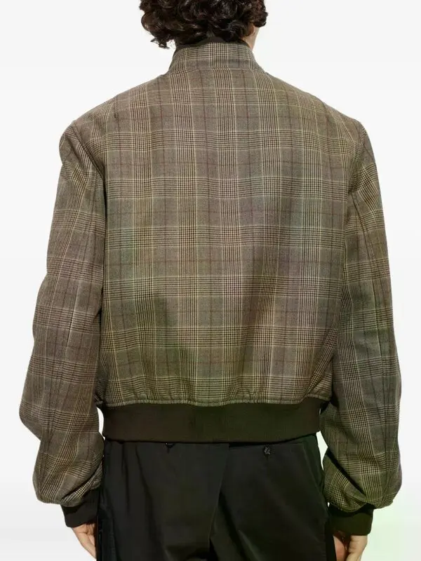 Alexander McQueen Prince Of Wales Check Embroidered Wool Bomber Jacket