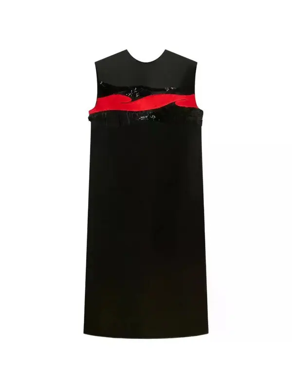 Marni Sleeveless Satin Dress With Crimson Flow Patches