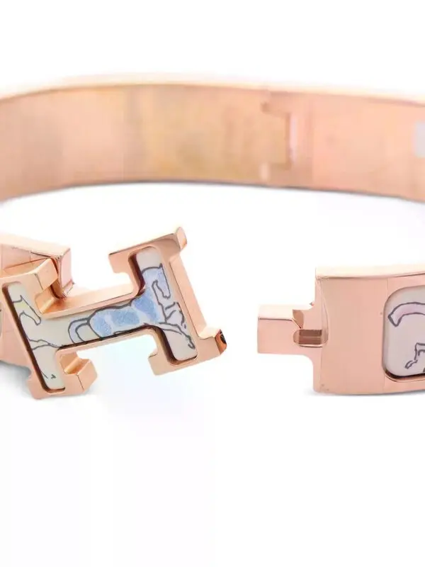 Hermès Gold-tone And Enamel Horse-print Clic Clac Bangle - Pink