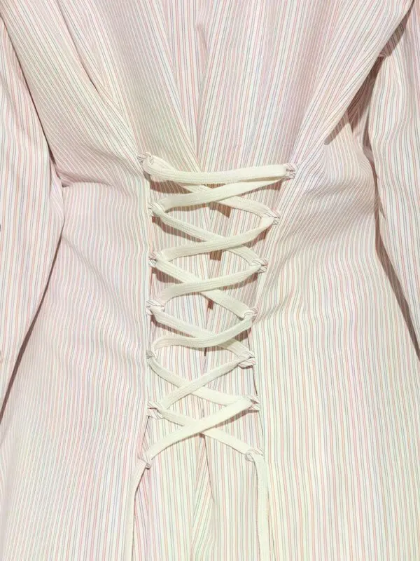 Alexander McQueen Striped Lace-up Shirt Midi Dress