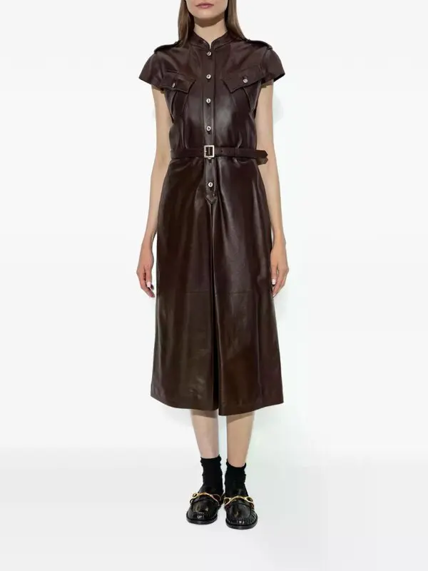 Alexander McQueen Leather Midi Dress