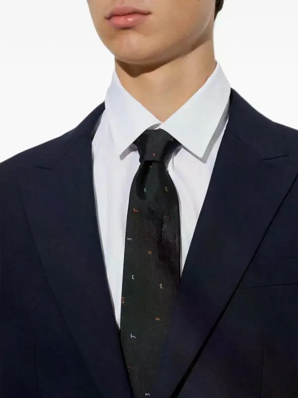 Paul Smith Letter-embroidered Silk Tie