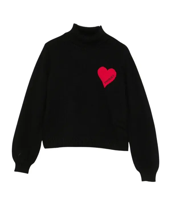 TWINSET Heart-motif High-neck Sweater - Black