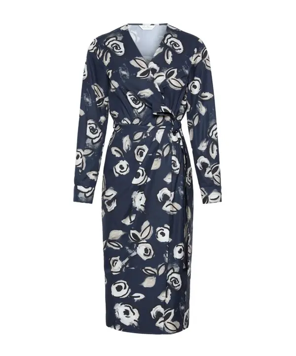 Max Mara Printed Poplin Wrap Dress - Ultramarine
