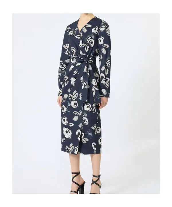 Max Mara Printed Poplin Wrap Dress