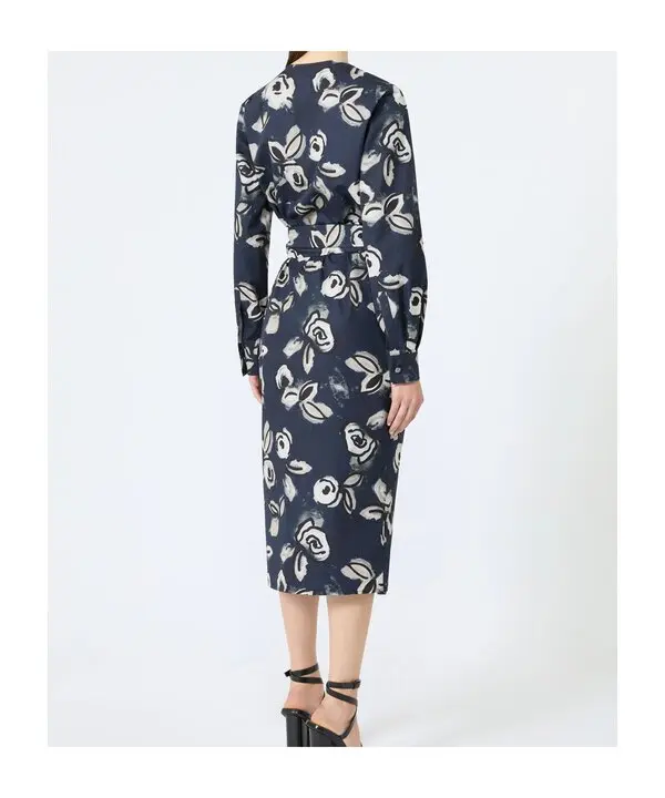Max Mara Printed Poplin Wrap Dress