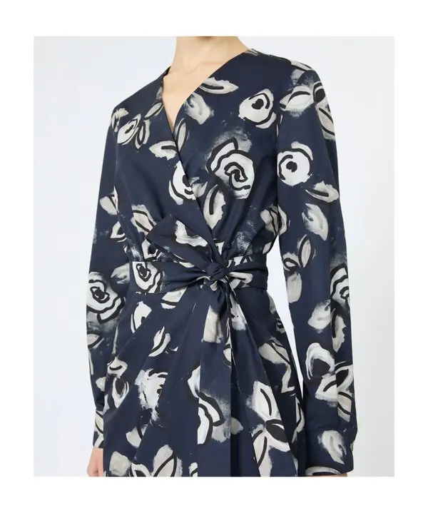 Max Mara Printed Poplin Wrap Dress