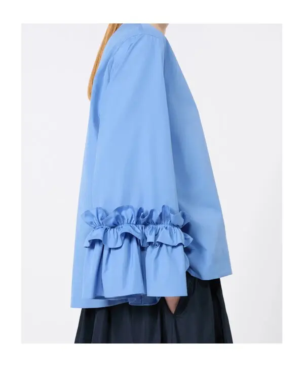Max Mara Valzer Blouse With Ruffled Cuffs - Light Blue