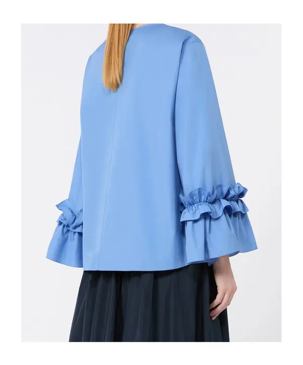 Max Mara Valzer Blouse With Ruffled Cuffs - Light Blue