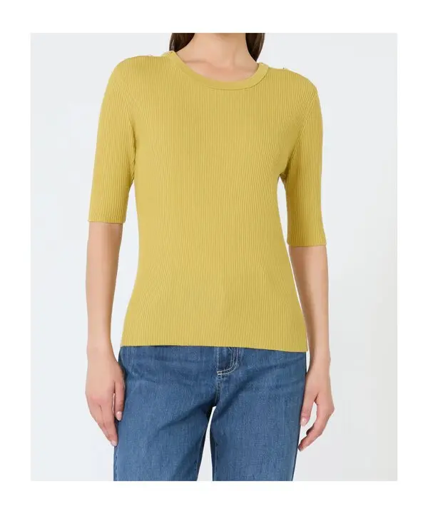 Max Mara Ribbed Jumper With Jewel Buttons