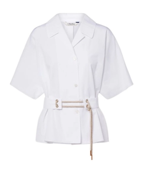 Max Mara Carisma Belted Cotton Poplin Shirt