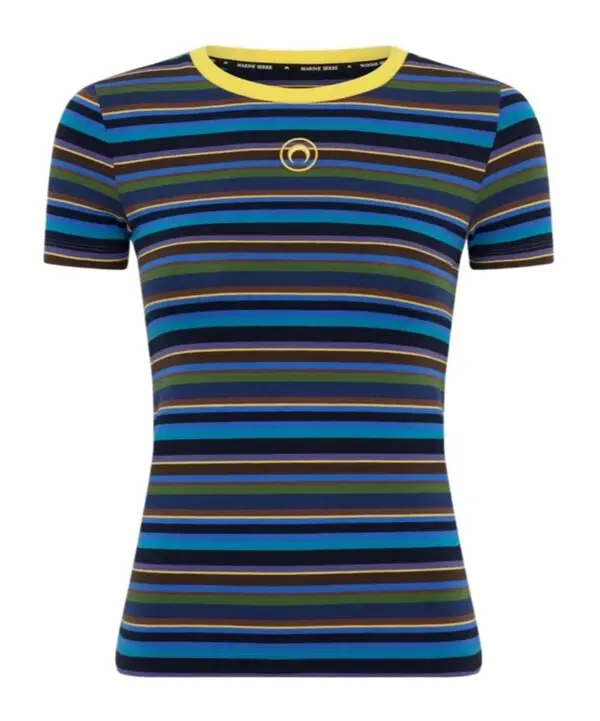 MARINE SERRE Striped T-shirt - Blue