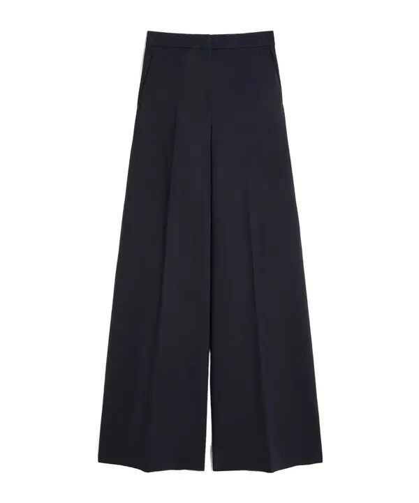 Max Mara Embroidered Logo Wide-leg Trousers - Ultramarine