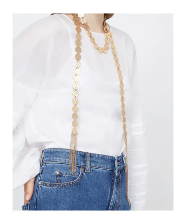 Max Mara Scarf Necklace With Coin Detail Gold