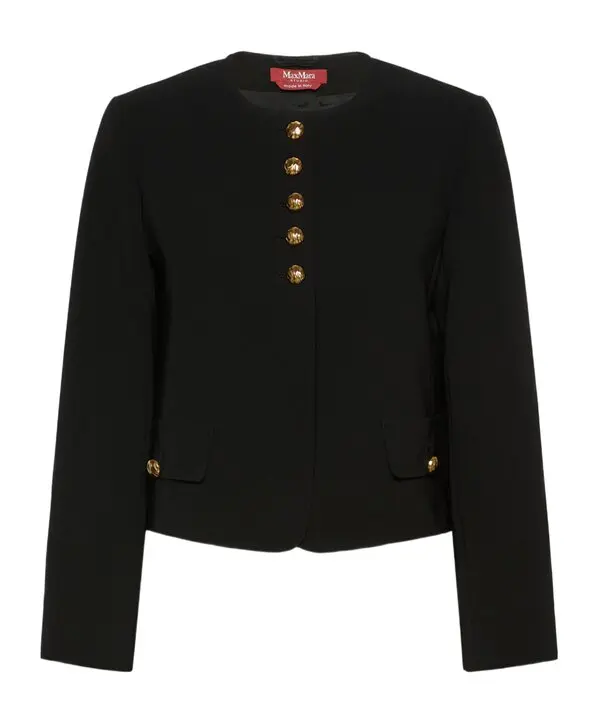 Max Mara Collarless Button-up Jacket - Black