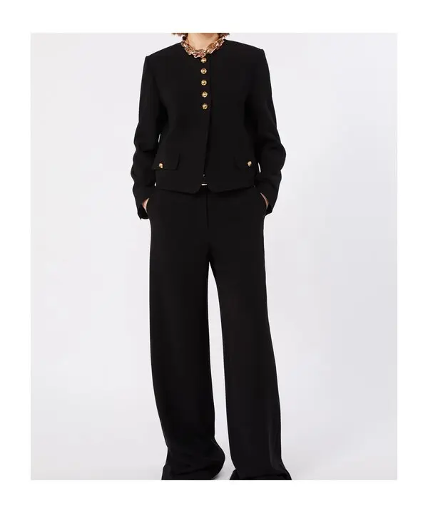 Max Mara Collarless Button-up Jacket - Black