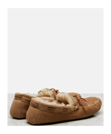 THE ROW Lucca Shearling-trimmed Suede Boat Shoes