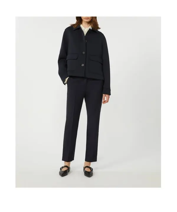 Max Mara Flap-pocket Buttoned Jacket - Navy Blue