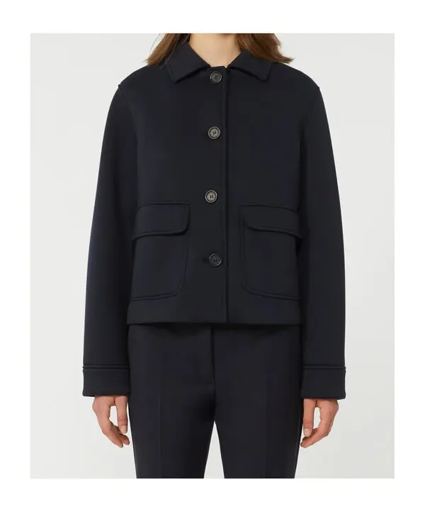 Max Mara Flap-pocket Buttoned Jacket - Navy Blue