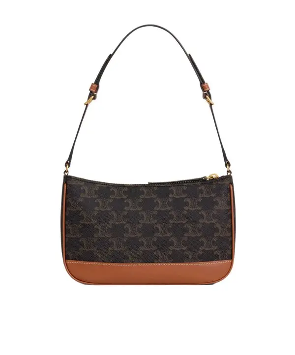Celine Triomphe Canvas And Calfskin Shoulder Bag