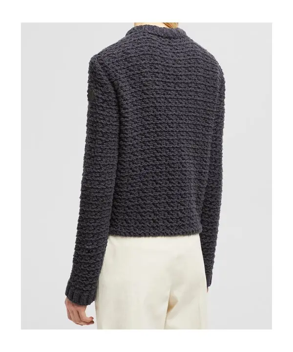 Moncler Padded Cotton Zip-up Cardigan With Textured Knit