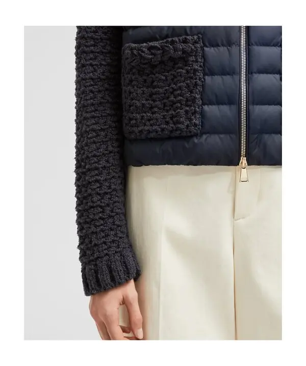 Moncler Padded Cotton Zip-up Cardigan With Textured Knit
