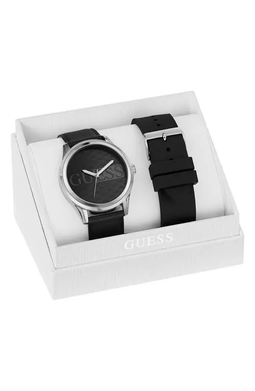 Guess Embossed Logo Watch With Interchangeable Straps