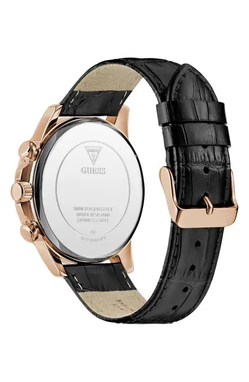 Guess Walker Dial Multifunction Leather Strap Watch