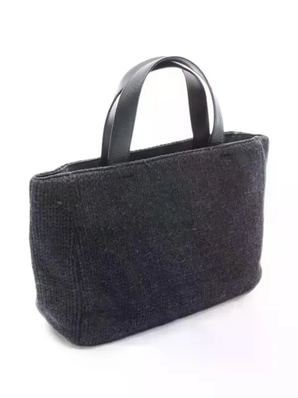 Prada 2000s Triangle Logo Chunky Knit Tote Bag