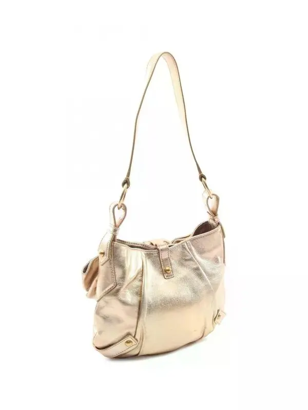 Saint Laurent Metallic Leather Bow Shoulder Bag - Gold
