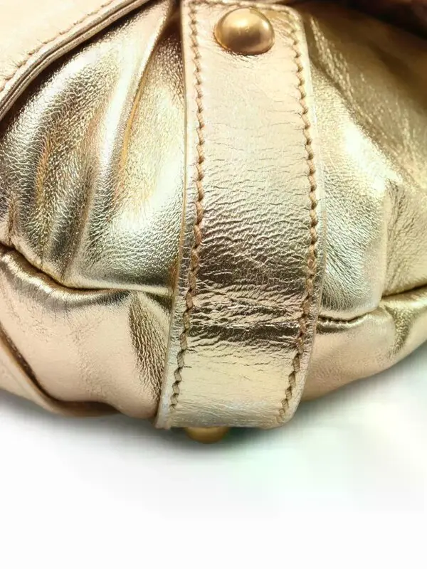 Saint Laurent Metallic Leather Bow Shoulder Bag - Gold