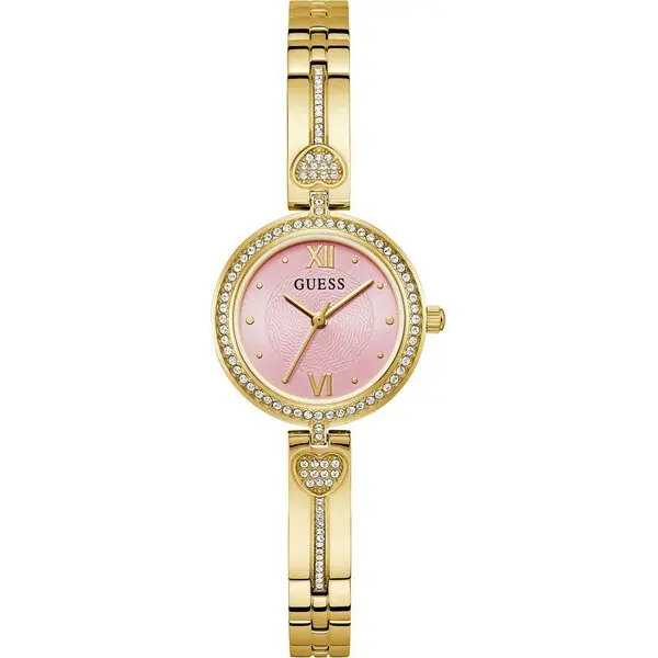 Guess Lovey Crystal Bracelet Watch - Pink