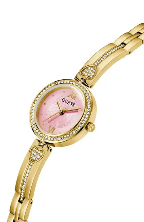 Guess Lovey Crystal Bracelet Watch - Pink