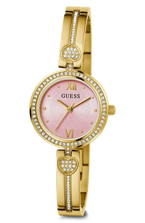 Guess Lovey Crystal Bracelet Watch - Pink